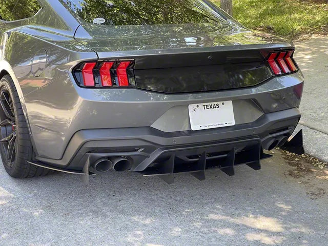 2024-2025 Mustang w/ Active Exhaust HDPE Rear Diffuser V3; Matte Black ...