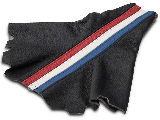 2005-2009 Premium Black Leather Shift Boot; Red, White and Blue Stripe ...