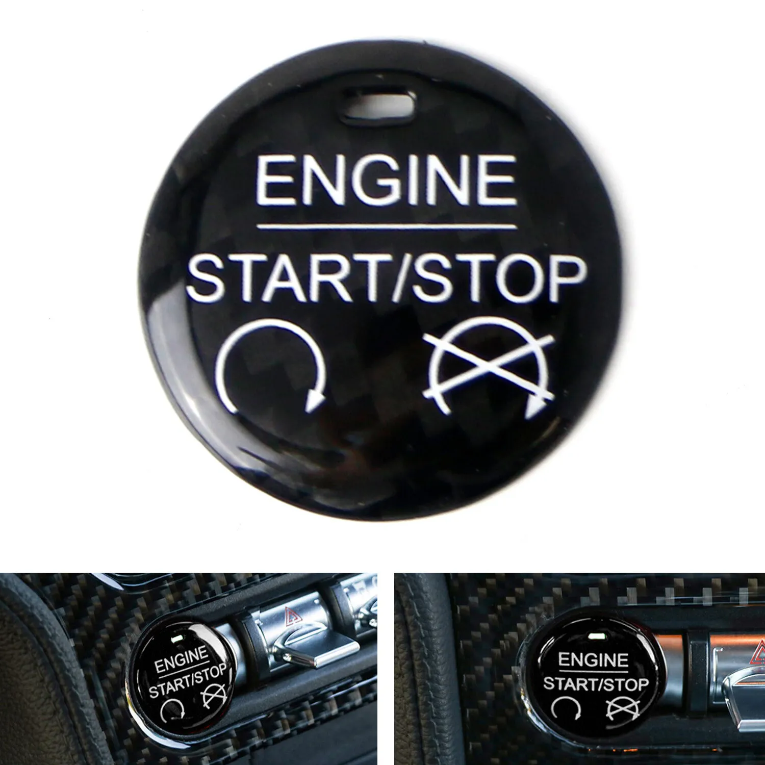 2015-2023 Mustang Carbon Fiber Keyless Engine Push Start Button Cover ...